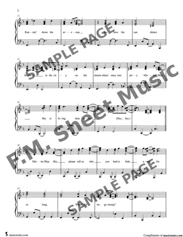 Mr. Blue Sky (Extended Version) (Late Intermediate Piano) By Electric Light Orchestra, Weezer ...